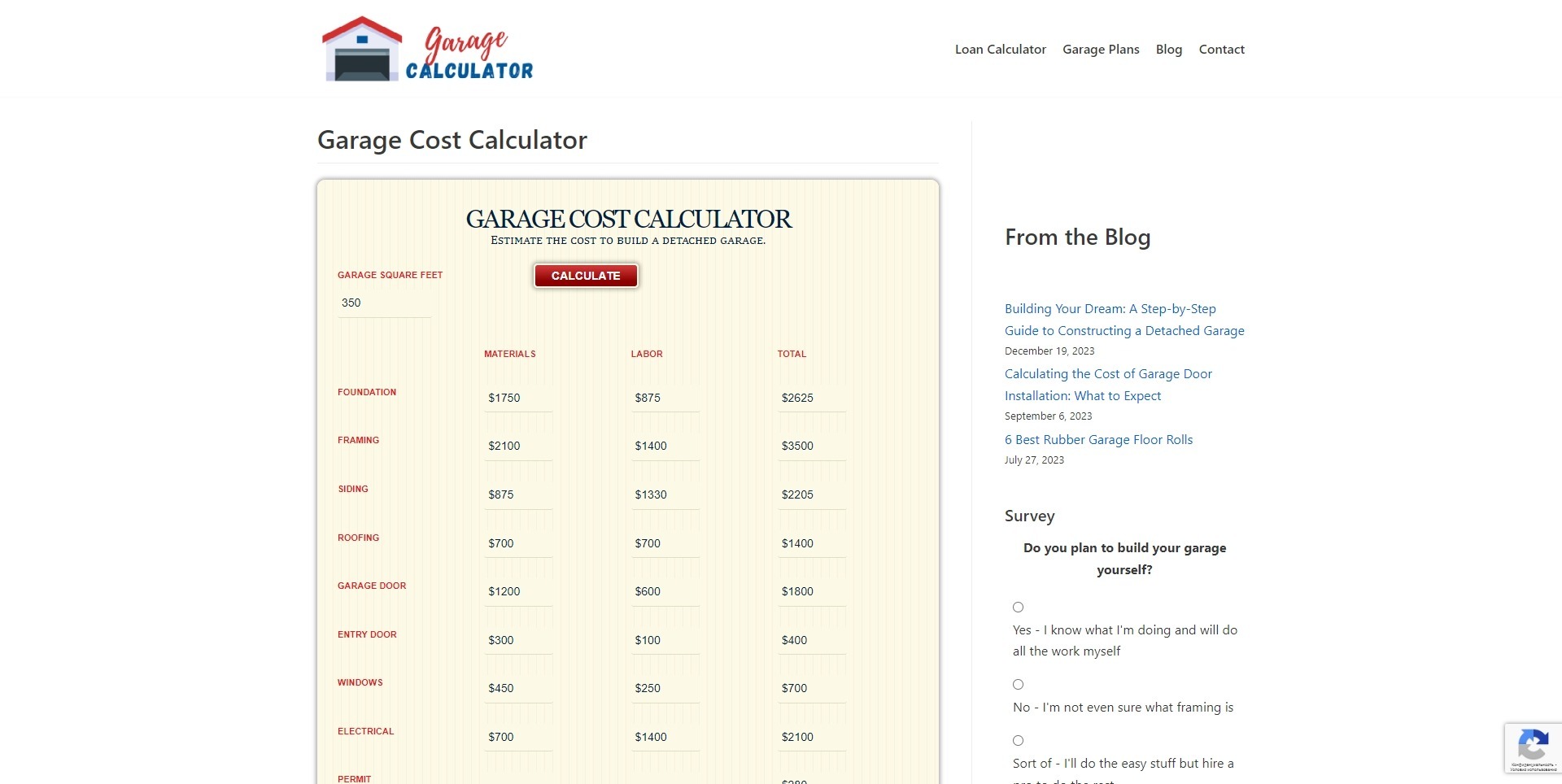 7 Free Garage Costs Calculators - Garagehold